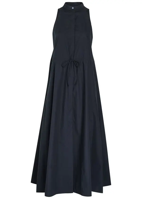 Emporio Armani Cotton-poplin Midi Dress - Navy