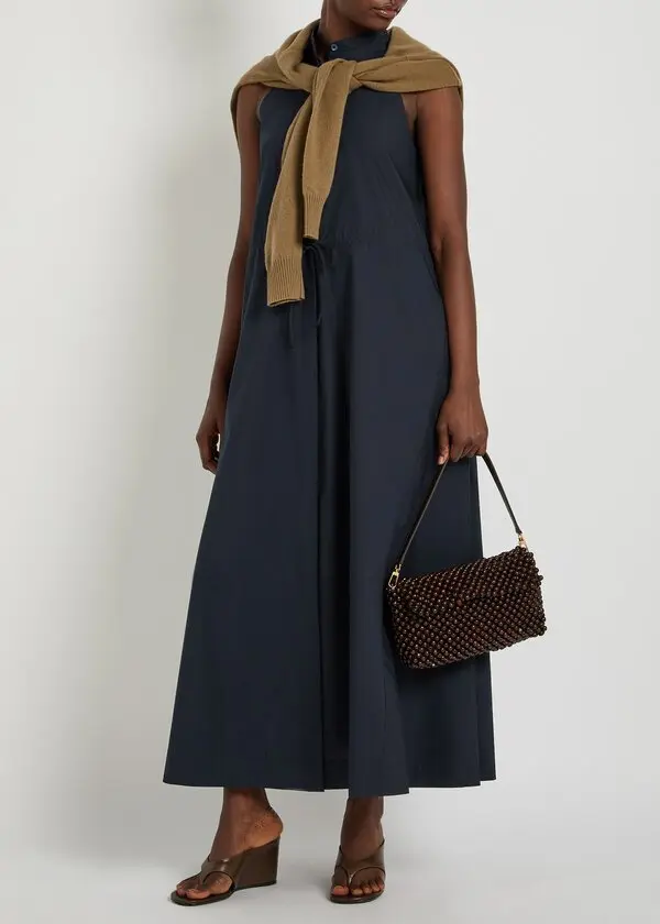 Emporio Armani Cotton-poplin Midi Dress - Navy
