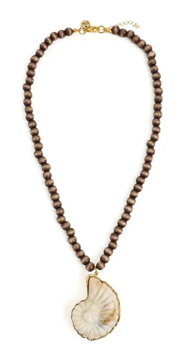 Maison Irem Orb Seashell Pendant Necklace - Brown