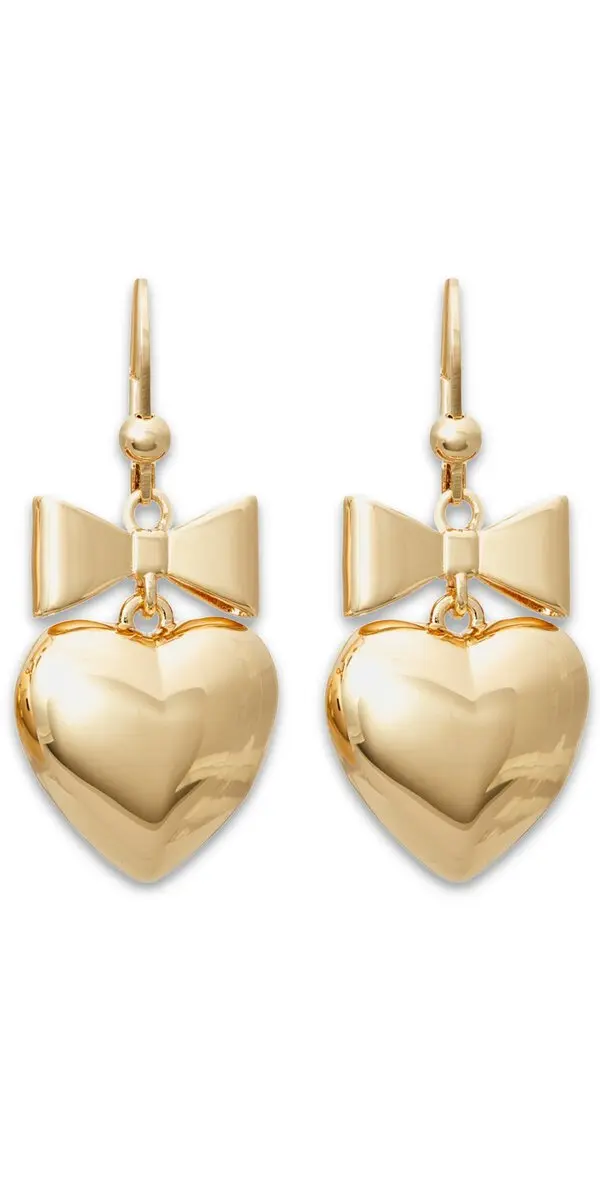 Tory Burch Curiosity Heart And Bow Earrings - Tory Gold