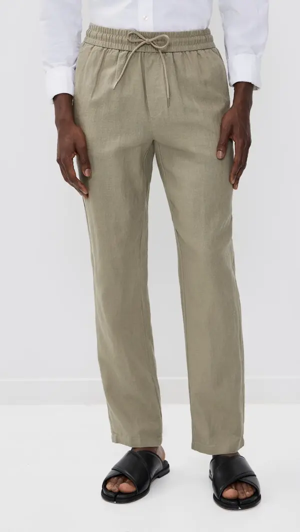 LES DEUX Patrick Linen Pants - Laurel Oak Sand
