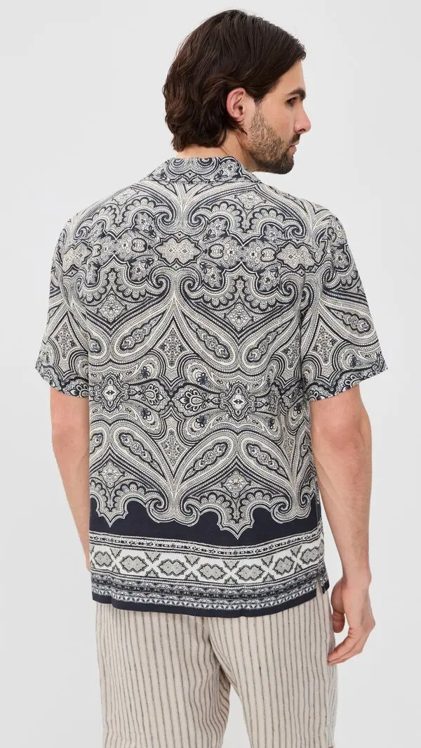 Orlebar Brown Maitan Linen Carnival Shirt - Night Iris