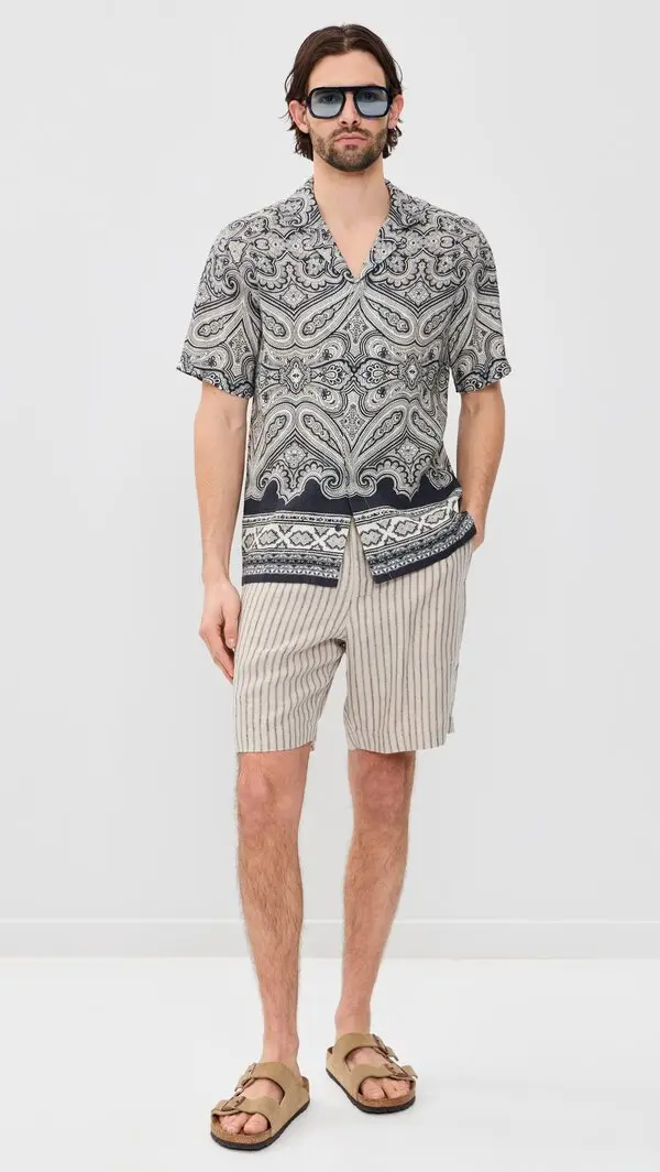 Orlebar Brown Maitan Linen Carnival Shirt - Night Iris