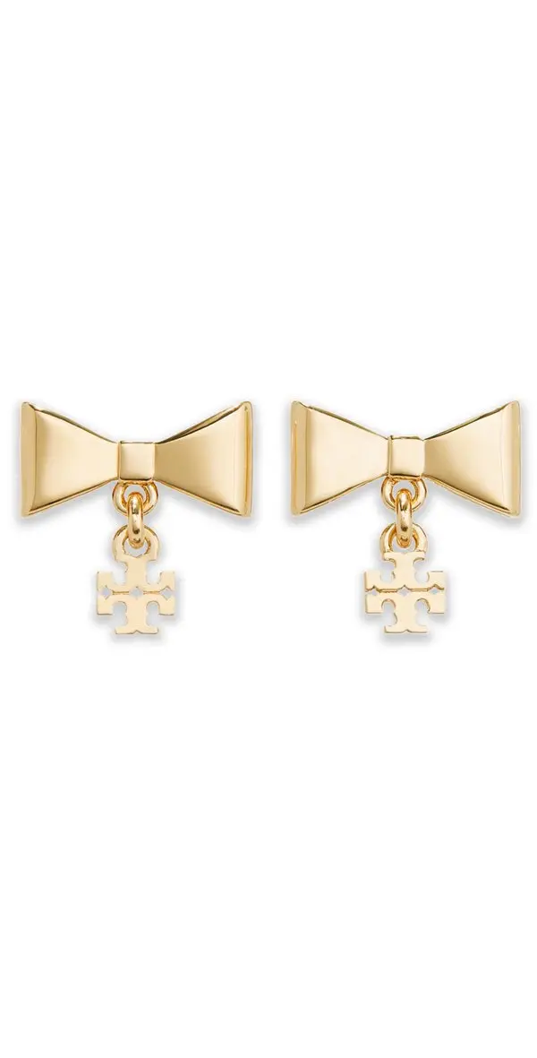 Tory Burch Curiosity Bow Stud Earrings - Tory Gold