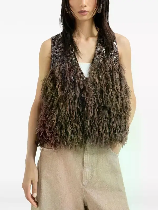 Brunello Cucinelli Sequin And Fringed Vest