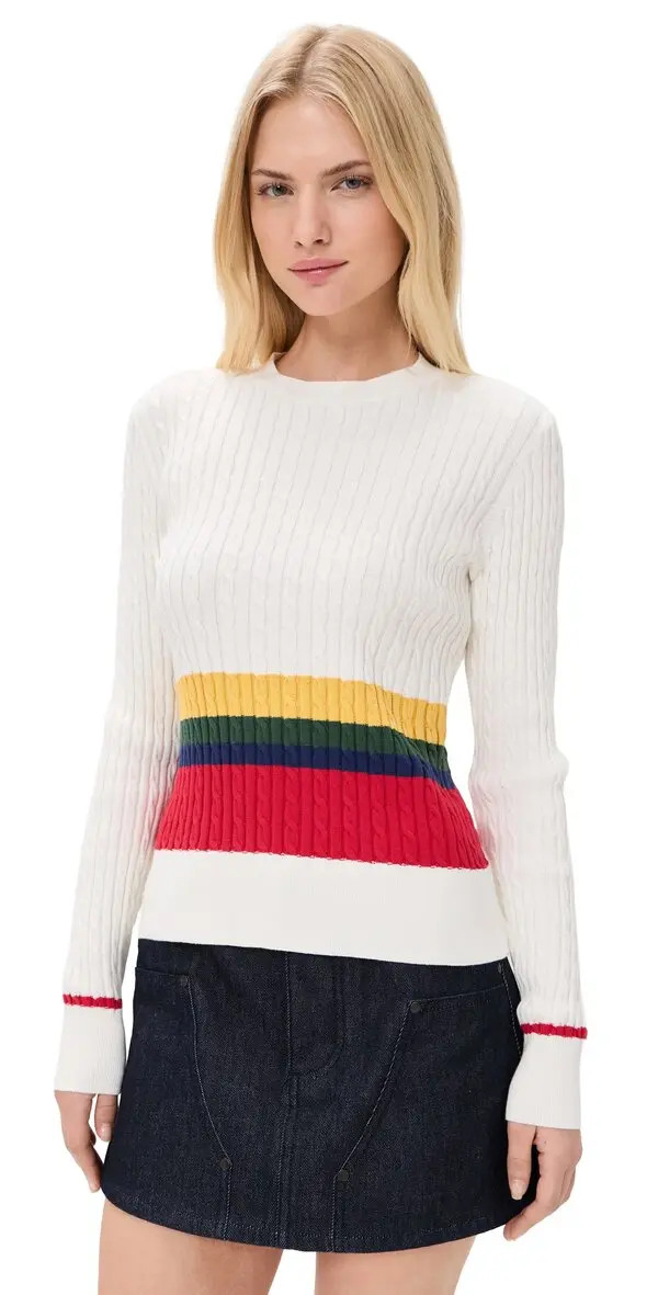 ROWING BLAZERS Primary Stripe Cable Knit Pullover