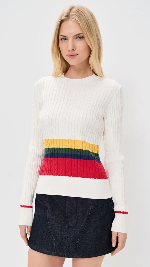 ROWING BLAZERS Primary Stripe Cable Knit Pullover