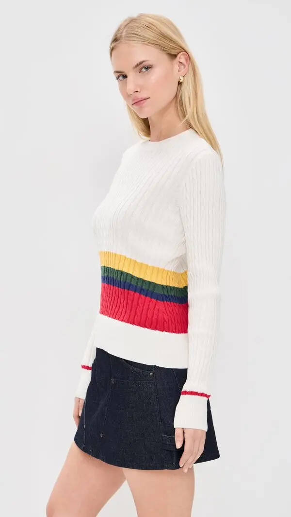 ROWING BLAZERS Primary Stripe Cable Knit Pullover