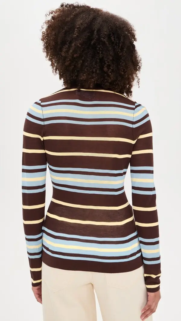 ALIGNE Sue-ellen Striped Knit Polo Neck Top - Stripe