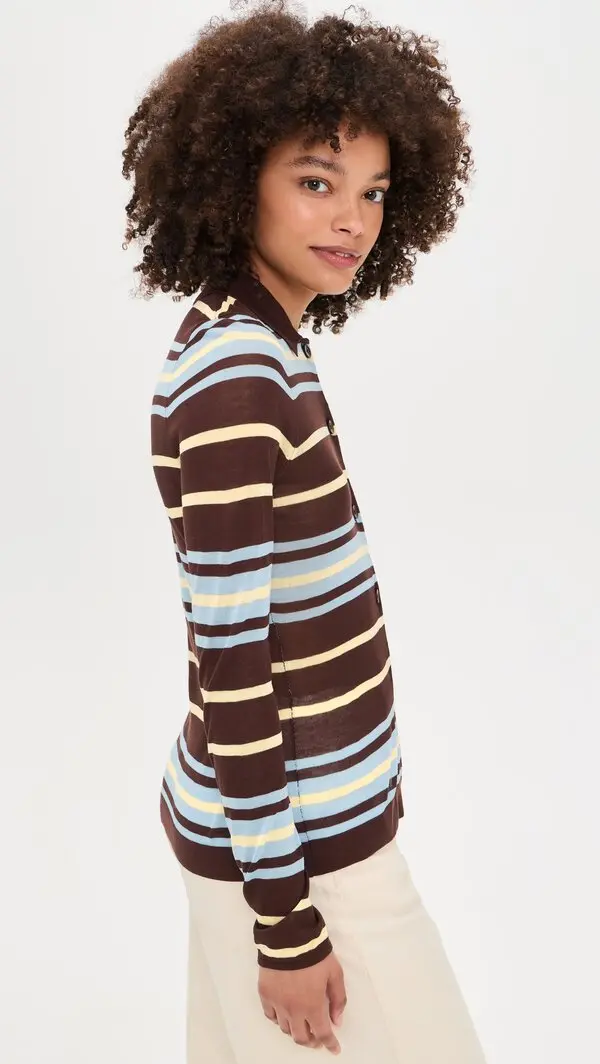 ALIGNE Sue-ellen Striped Knit Polo Neck Top - Stripe