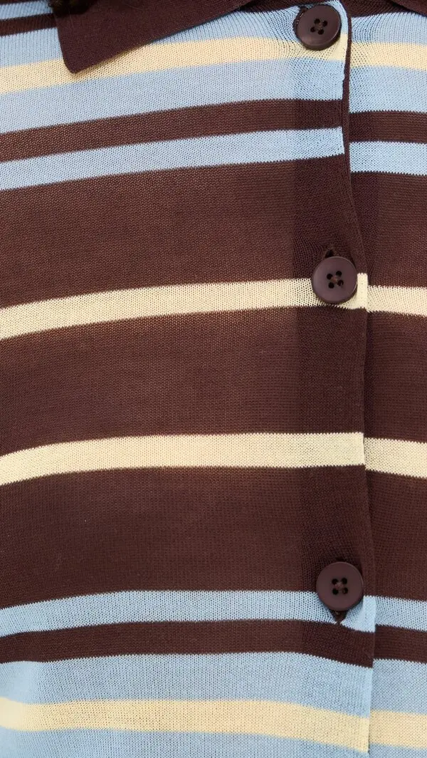 ALIGNE Sue-ellen Striped Knit Polo Neck Top - Stripe