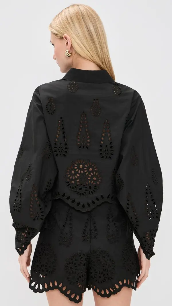HEVRON Raquel Eyelet Top - Black