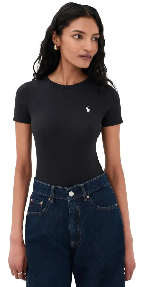 Polo Ralph Lauren Short Sleeve Thong Bodysuit - Onyx