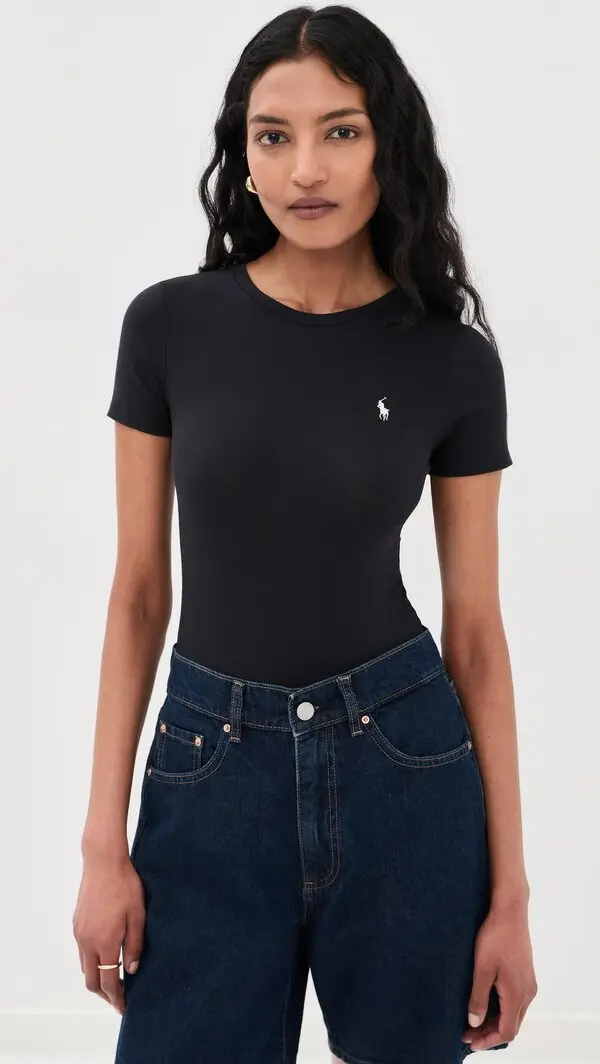 Polo Ralph Lauren Short Sleeve Thong Bodysuit - Onyx