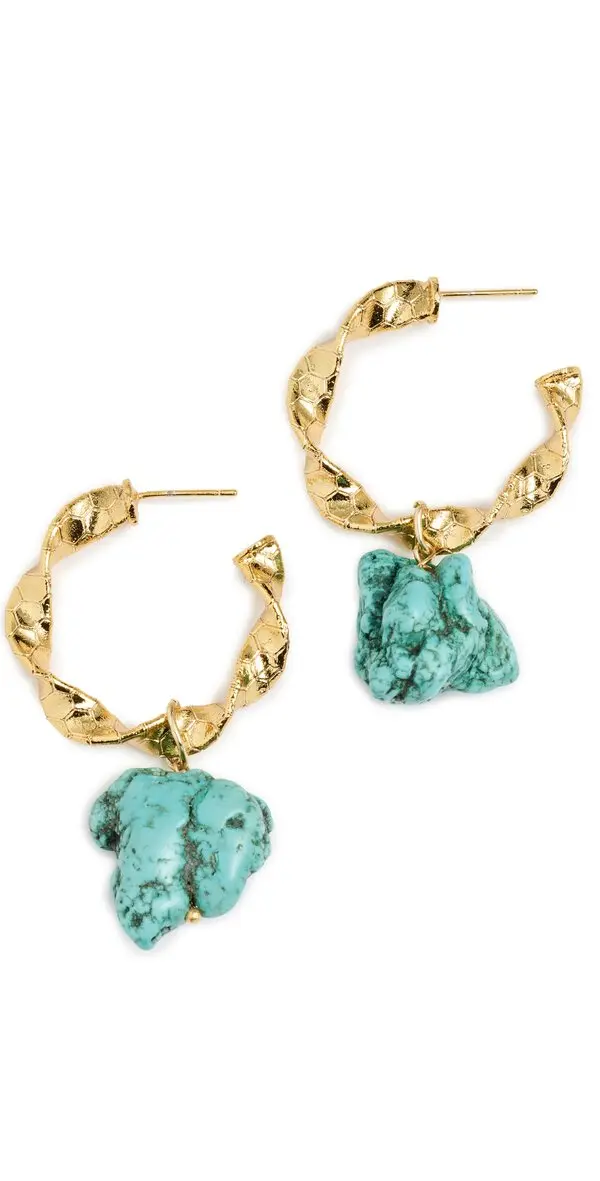 Maison Irem Rocky Hoop Earrings - Gold