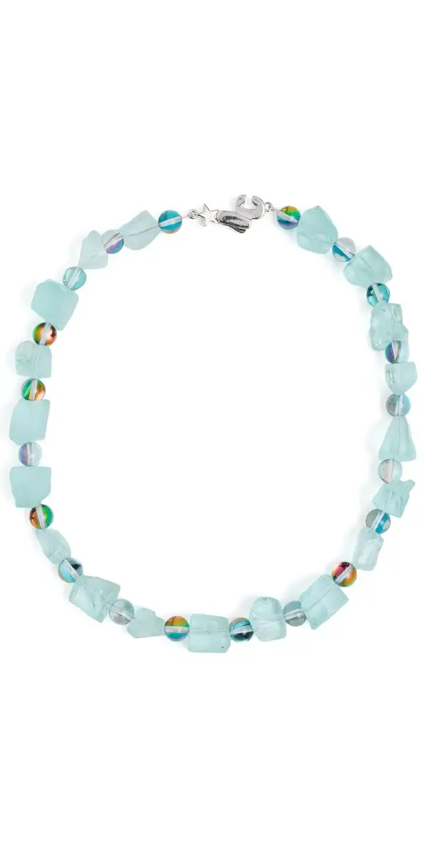 IAN CHARMS Iced Out Beaded Necklace - Silver