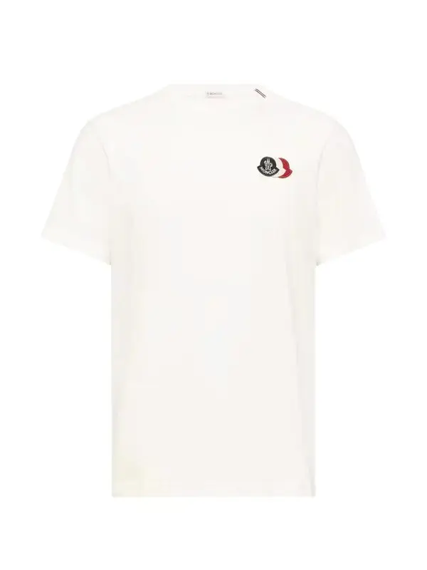 Moncler Embroidered Tricolor Logo Cotton T-shirt