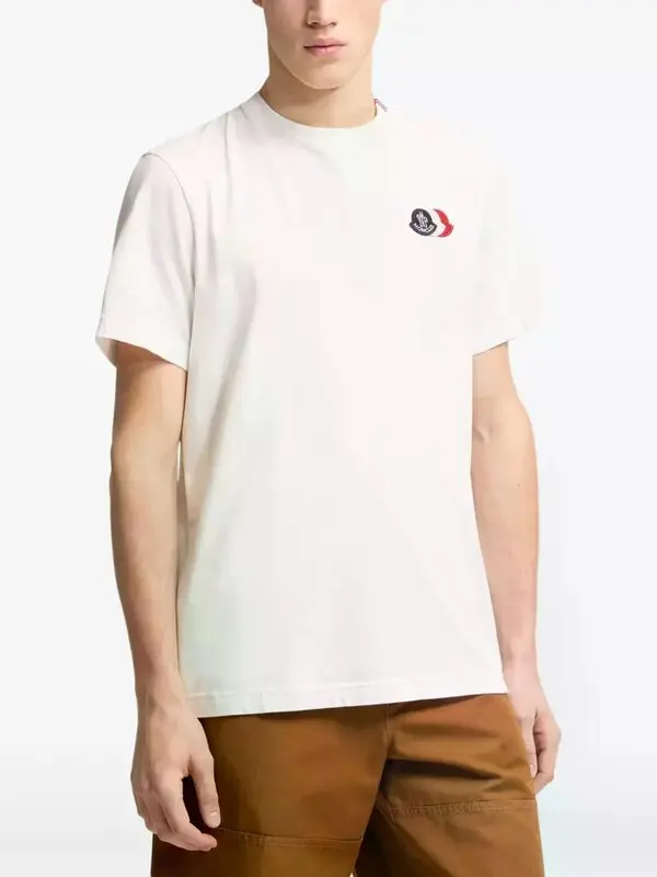 Moncler Embroidered Tricolor Logo Cotton T-shirt