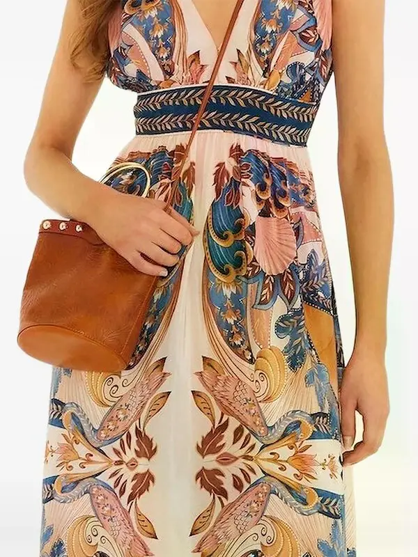 Farm Rio Printed V-neck Midi Dress