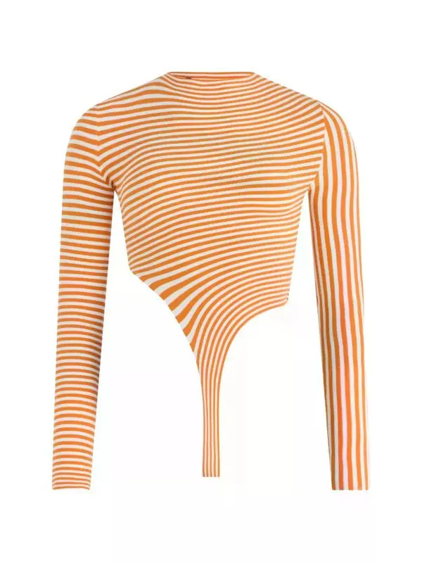JEAN PAUL GAULTIER Striped Asymmetric Bodysuit