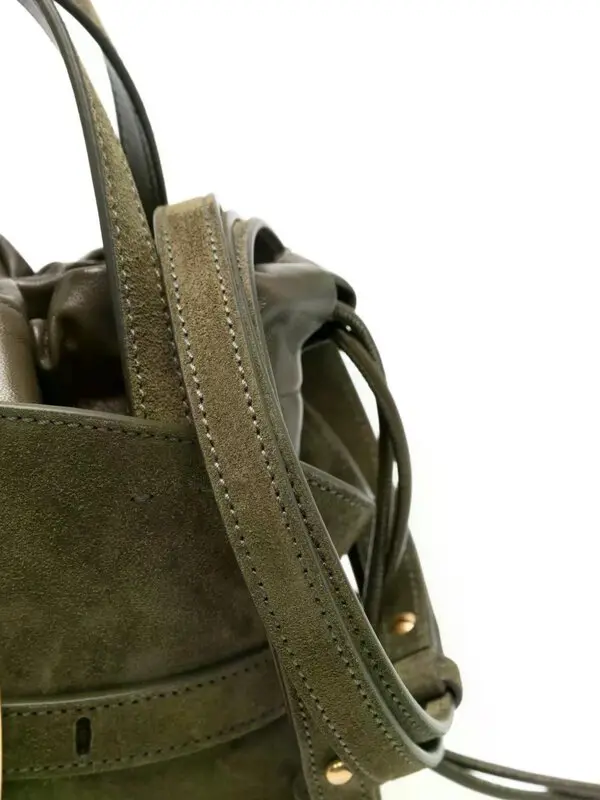 Balmain Suede Buckle Tote Bag - Green