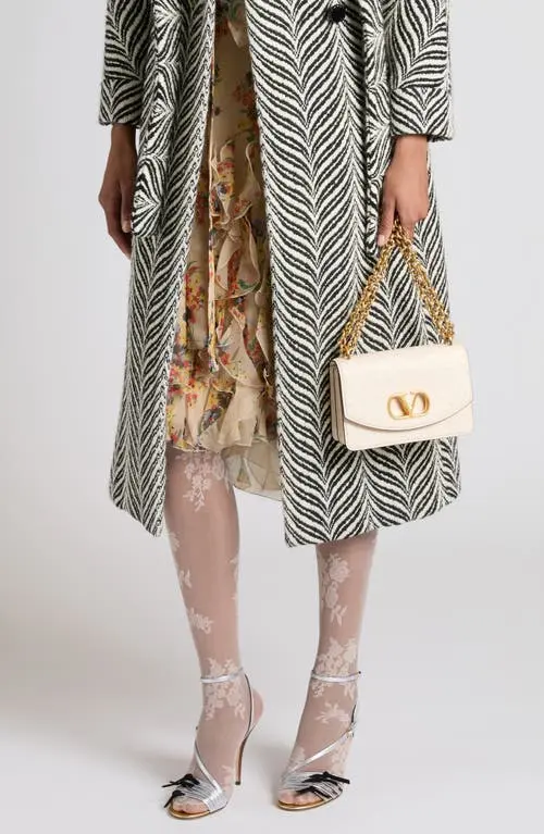 Valentino Garavani Small Devain Ostrich Leather Shoulder Bag - Light Ivory