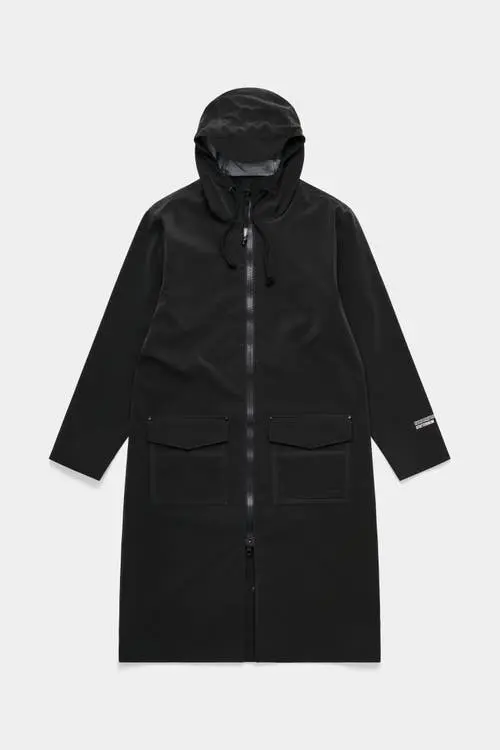 Stutterheim Stockholm Long Patch Matte Raincoat - Black