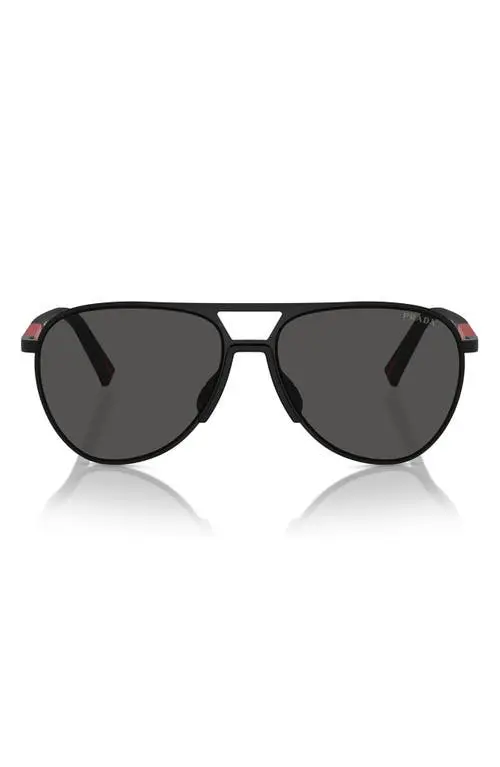 Prada 59mm Aviator Sunglasses - Matte Black