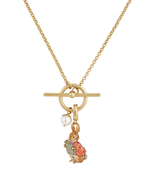 FABLE ENGLAND X Peter Rabbit Cotton-tail Book Charm Toggle Necklace - Gold