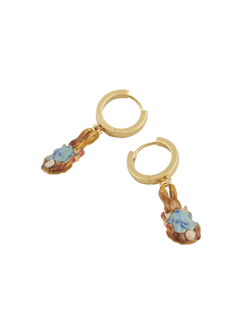 FABLE ENGLAND Peter Rabbit Reading Charm Huggie Earrings