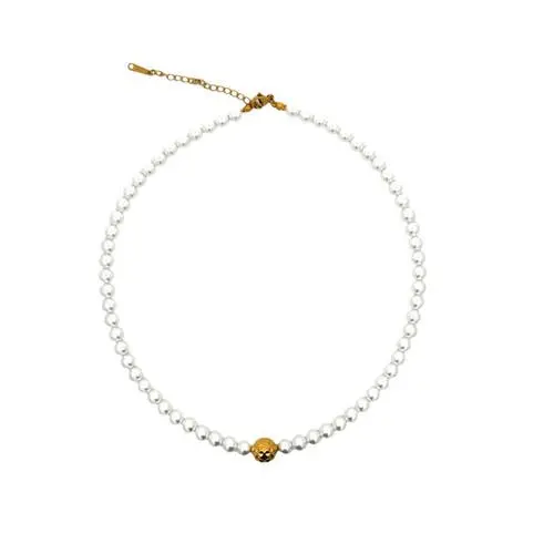 GEMINI JEWELRY Faux Pearl Beaded Necklace With Gold Accent