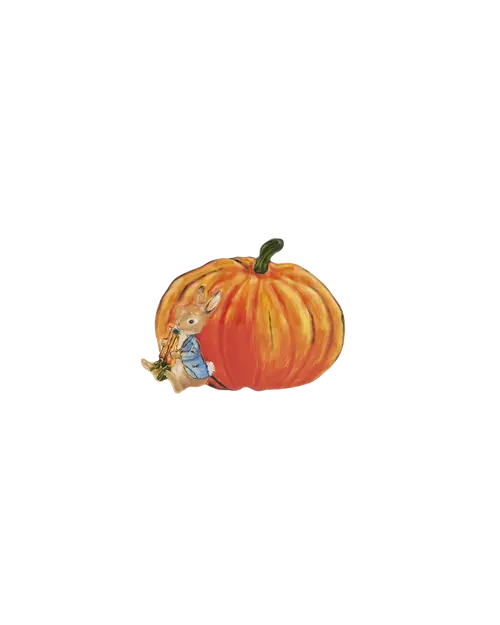 FABLE ENGLAND X Peter Rabbit Pumpkin Enamel Brooch - Gold