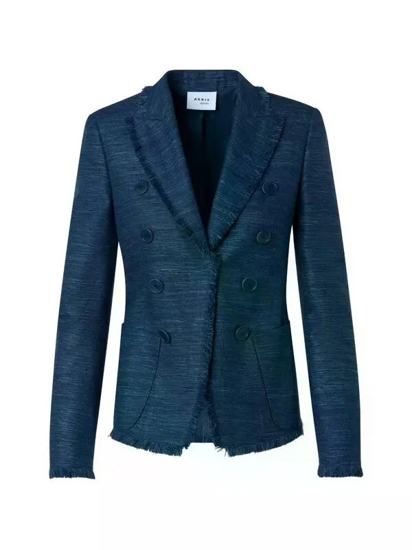 Akris Double-breasted Blazer With Frayed Trim