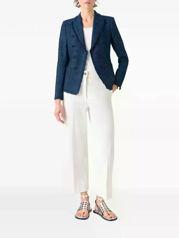 Akris Double-breasted Blazer With Frayed Trim