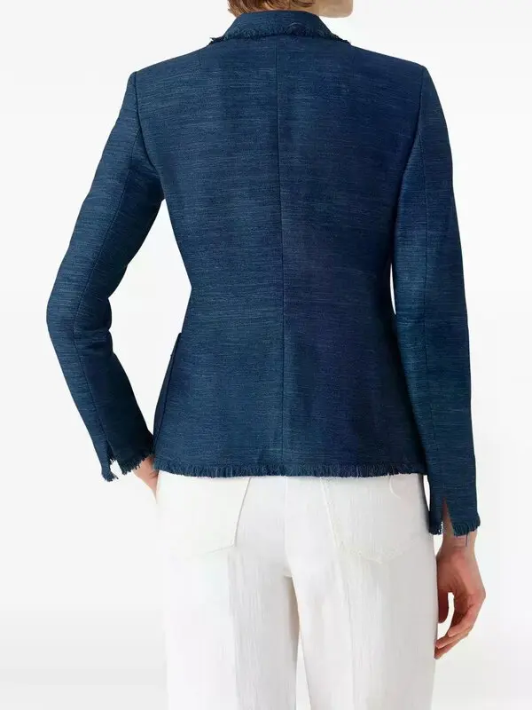 Akris Double-breasted Blazer With Frayed Trim