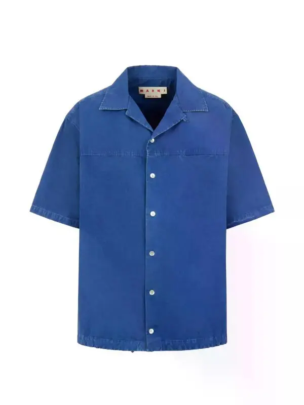 Marni Cuban Collar Logo Patch Shirt