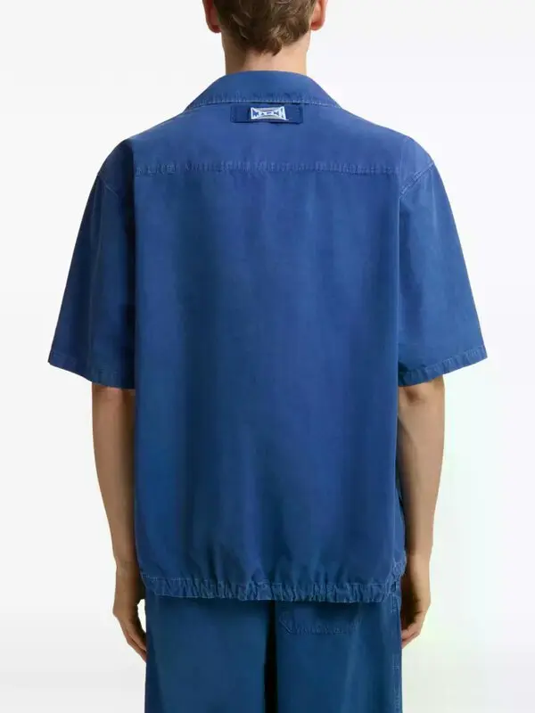 Marni Cuban Collar Logo Patch Shirt