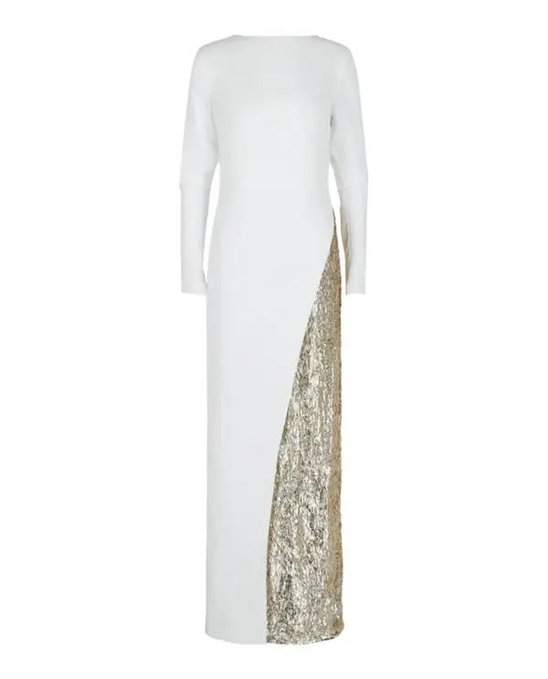Givenchy Metallic Sequin Gown - White Gold
