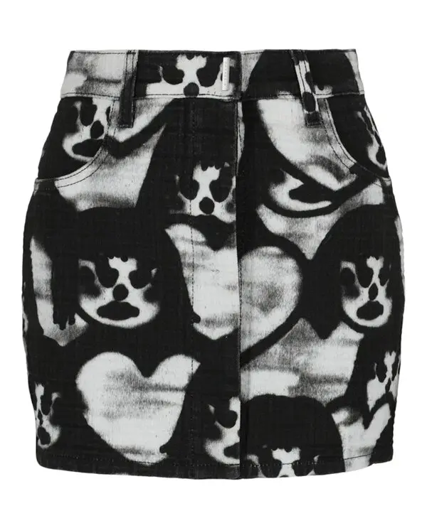 Givenchy X Chito Grafitti Denim Skirt - White Black