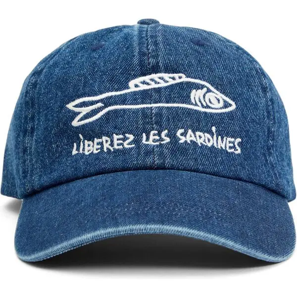 Clare V. Liberez Les Sardines Baseball Cap - Denim