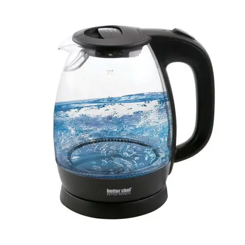 BETTER CHEF 1.7l Cordless Electric Glass Tea Kettle - Black