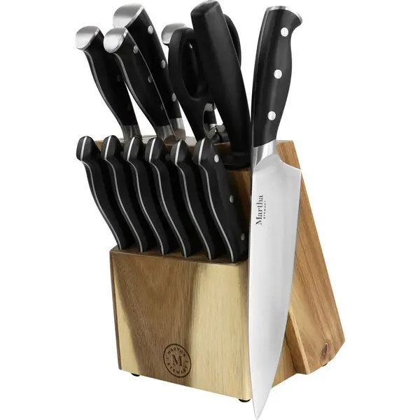MARTHA STEWART Stainless Steel 14 Piece Cutlery And Knife Block Set - Black