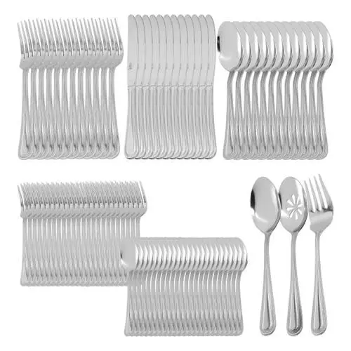GIBSON HOME 87 Piece Stainless Steel Flatware And Serving Utensil Set - Silver
