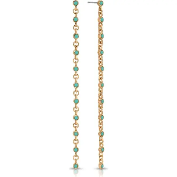 Ettika Crystal Drop Earrings - Turquoise/gold