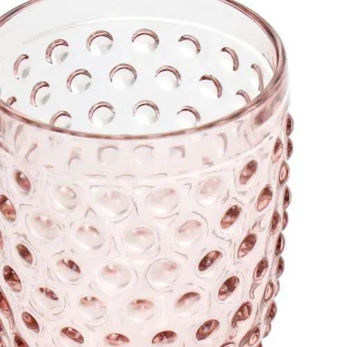 MARTHA STEWART 6 Piece 14.2 Ounce Clear Glass Hobnail Goblet Drinkware Set