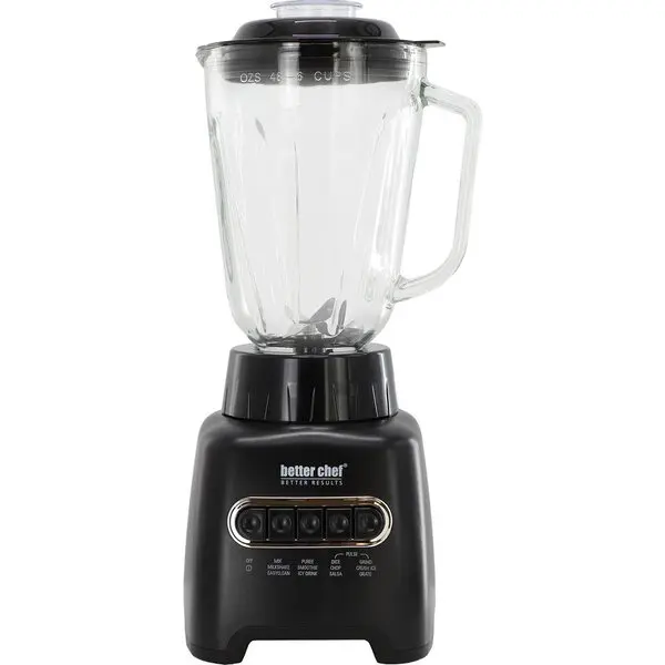 BETTER CHEF 6 Cup 500-watt Glass Jar 12 Preset Function Blender - Black