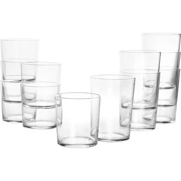 MARTHA STEWART 12 Piece Bowey Double Old Fashion And Highball Glassware Set - Clear