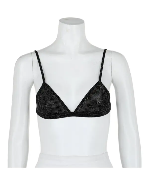 FERRAGAMO Crystal Embellished Triangle Bralette - Black