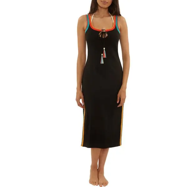Lucky Brand Avila Rib Cover-up Midi Dress - Black
