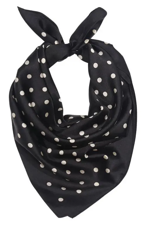 PETIT MOMENTS Satin Polka Dot Square Scarf - Black